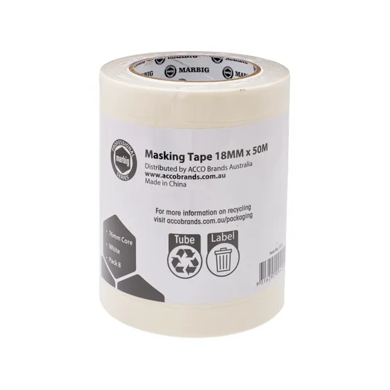 Cumberland Masking Tape 18 mm x 50 m White - Pack of 8