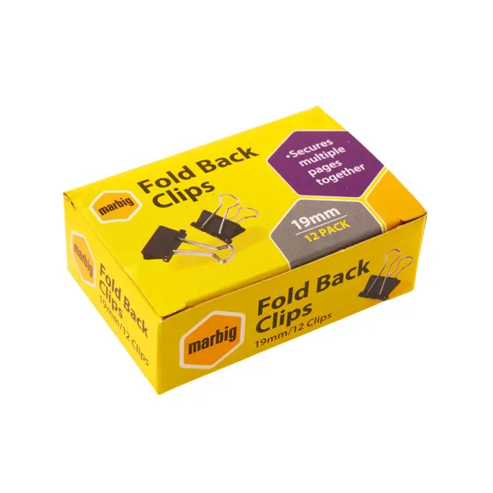 Marbig Fold Back Clips 19 mm – Pack of 12