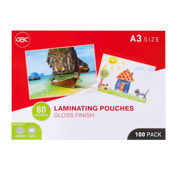 GBC A3 Laminating Pouches 80 micron – Pack of 100