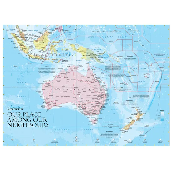 Map of Australia and Pacific Neighbours - 68 x 50 cm