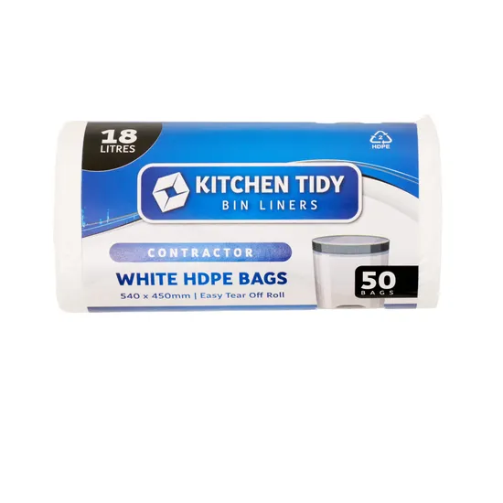 Kitchen Tidy Bags White – 18 L, Roll of 50
