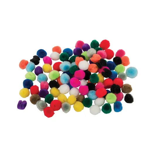 Assorted Coloured Pom Poms 1.3 cm - Pack of 100
