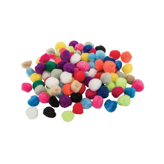 Assorted Coloured Pom Poms 2 cm - Pack of 100