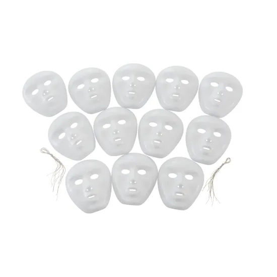 White Plastic Masks - Pack of 12