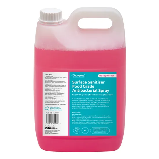 Cleangiene Surface Sanitiser Food Grade Anti Bacterial RTU – 5 L