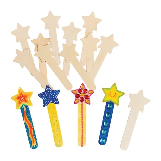 Wooden Star Paddle Pop Sticks - Pack of 10