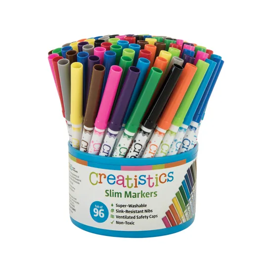 Creatistics Slim Coloured Markers - Tub of 96