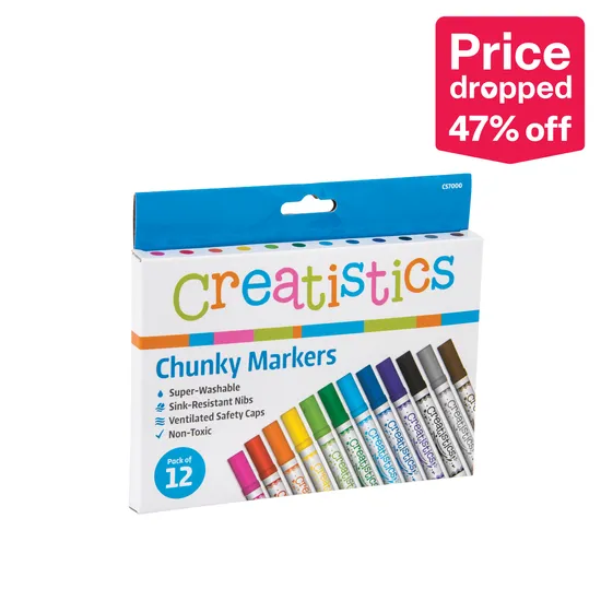 Creatistics Chunky Coloured Markers - Pack of 12
