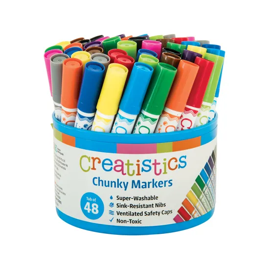Creatistics Chunky Coloured Markers - Tub of 48