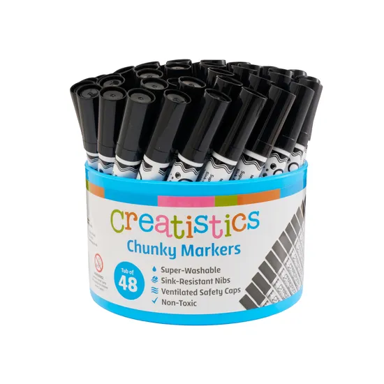 Creatistics Chunky Black Markers - Tub of 48