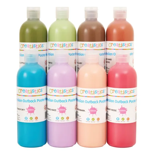 Creatistics Australian Outback Poster Paint 500 ml - Pack of 8