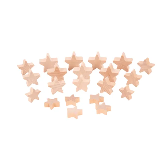 Natural Wooden Stars Set of 21