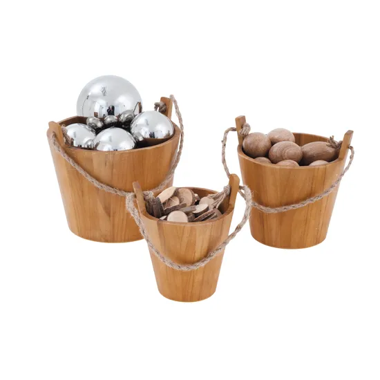 Wooden Buckets - Set of 3