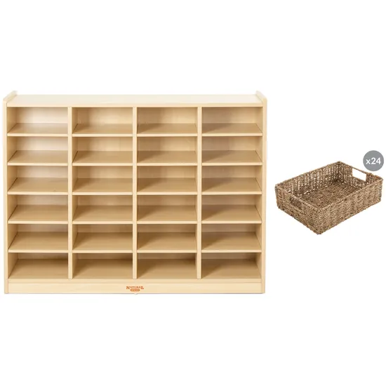 Natural Spaces 24-Compartment Storage Unit with Woven Baskets