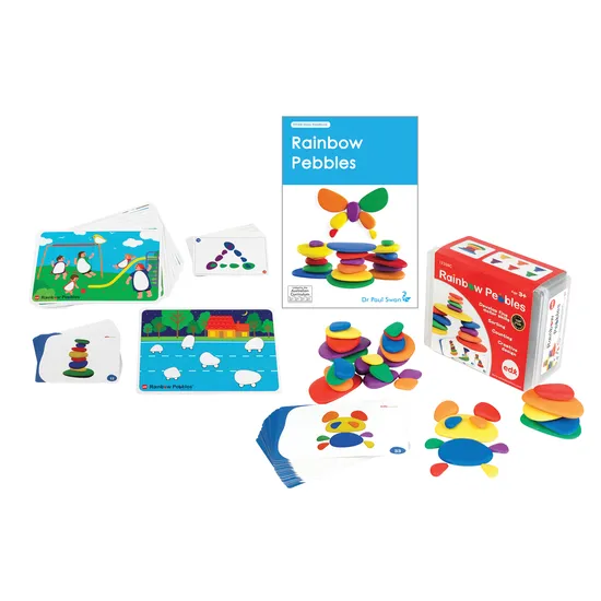 Rainbow Pebbles Activity Kit – Counting & Sorting, Set of Pebbles & Cards