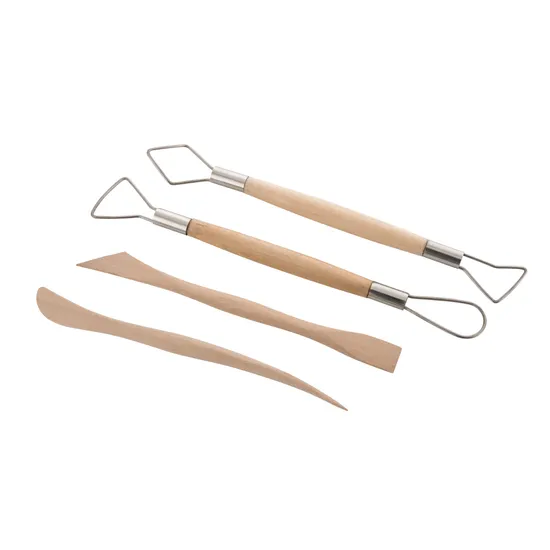 Wooden & Steel Modelling Tools - Pack of 4