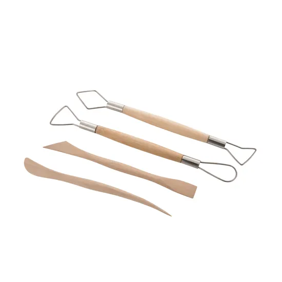 Wooden & Steel Modelling Tools - Pack of 4