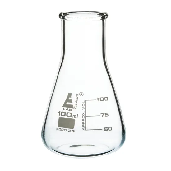 Wide-Neck Borosilicate Conical Flasks - 100 ml, Pack of 12 - MTA Catalogue