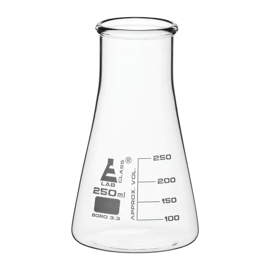 Wide-Neck Borosilicate Conical Flasks - 250 ml, Pack of 12