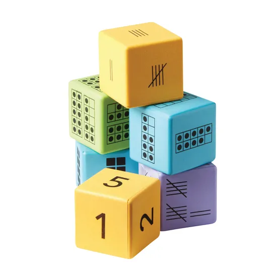 Colourful Foam Number Representation Dice – Set of Dice