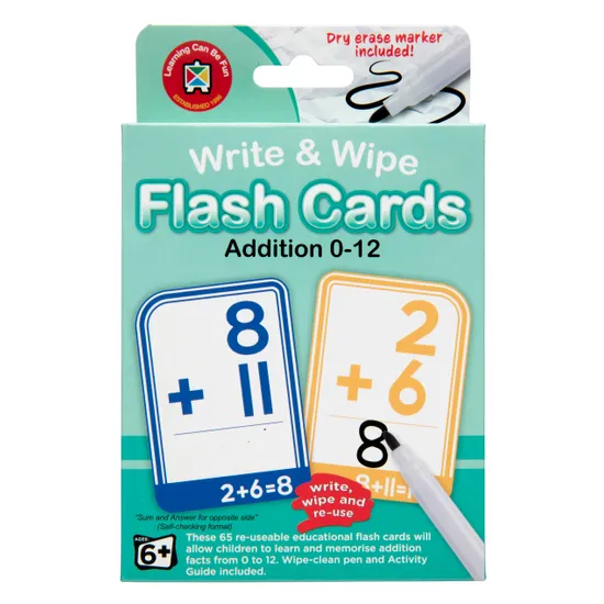 Write & Wipe Flash Cards Addition with Marker