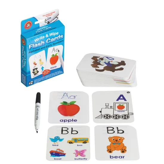Write & Wipe Alphabet Flash Cards with Marker