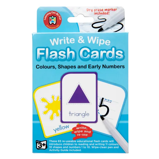 Write & Wipe Flash Cards – Colour, Shape, Numbers