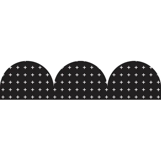 Black and White Crosses Rolled Scalloped Border