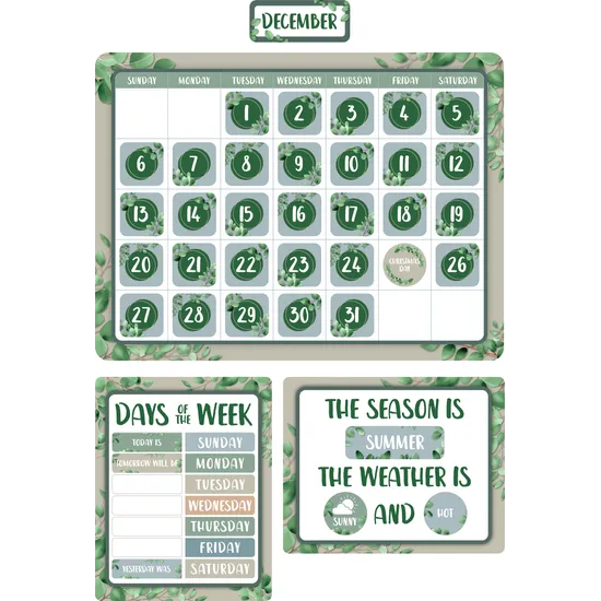 Eucalyptus Essentials Calendar Bulletin Board Set