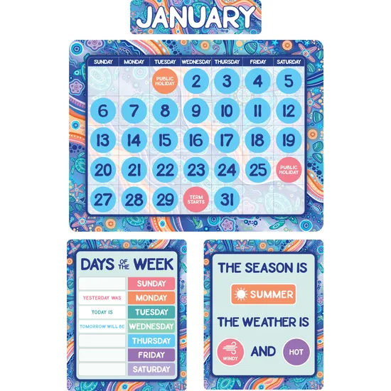 Ocean Country Calendar Bulletin Board Set