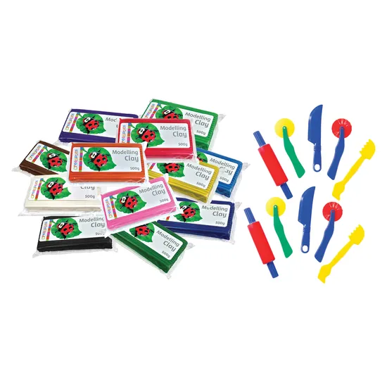 Creatistics Modelling Clay - Pack of 12 + Tools