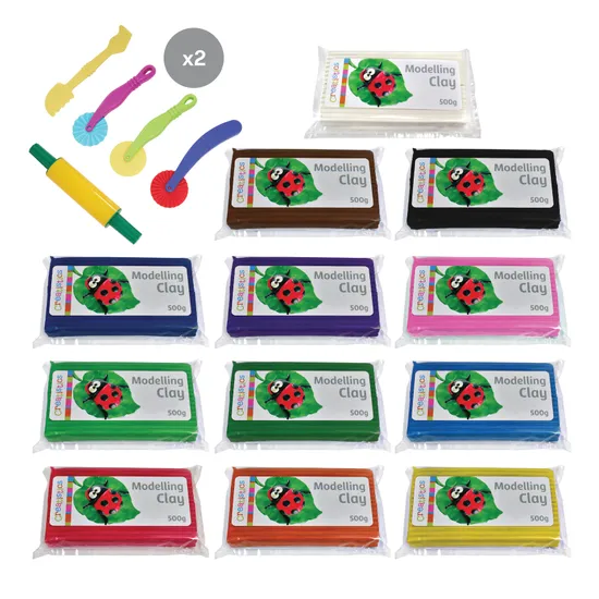 Creatistics Modelling Clay - Pack of 12 + Tools