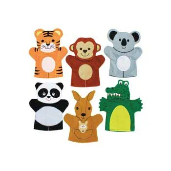 Wild Animals Hand Puppets - Set of 6