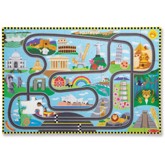 Melissa & Doug Race Around the World Tracks Floor Puzzle