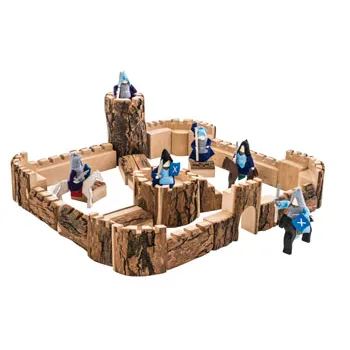 Wooden Castle with Knights & Horses 44 Pieces