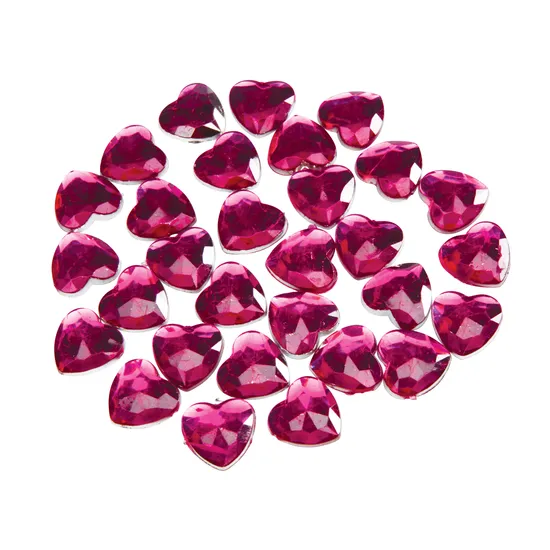 Pink Heart Rhinestones - Pack of 30