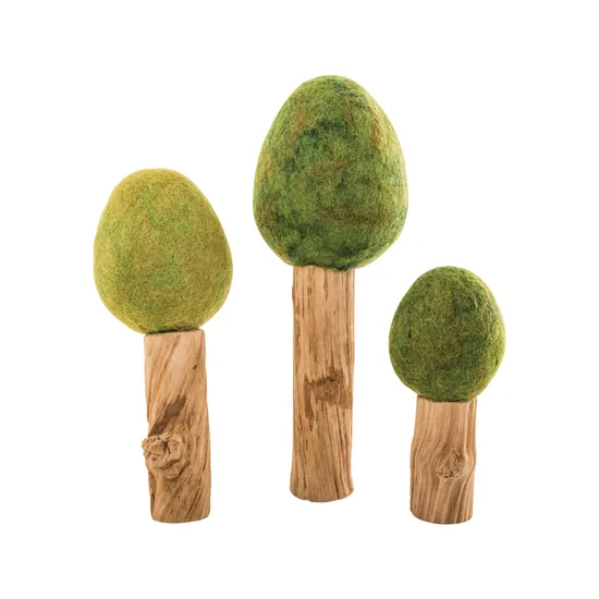 Felt & Wood Trees - Set of 3