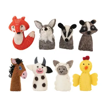 Felt Finger Puppets - Set of 8 Animals