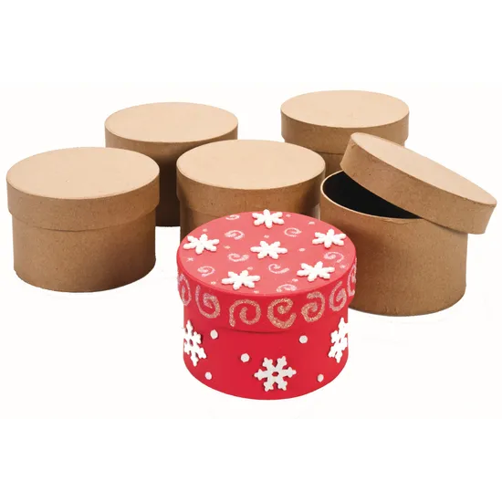 Papier Mache Round Medium Boxes - Pack of 6