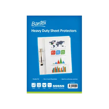 Bantex A3 Heavy Duty Sheet Protectors 125 micron – Pack of 25