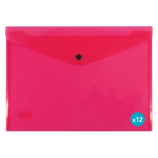 Document Wallet A4 Button Close Red Pk12