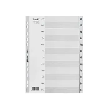 A4 Polypropylene Jan-Dec Grey Index Tabs