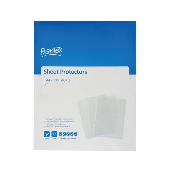 Bantex A4 Sheet Protectors 120 micron – Pack of 100
