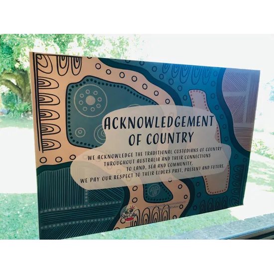 Acknowledgement to Country Sign Blue