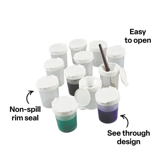 Clear Non Spill Paint Pots - Pack of 12 - MTA Catalogue