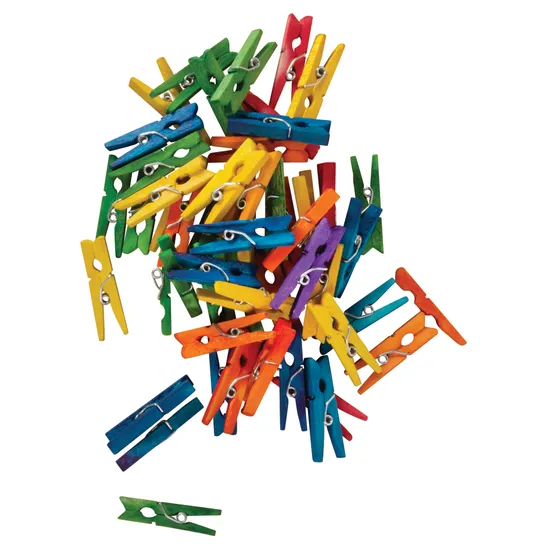 Mini Wooden Coloured Pegs 3 cm - Pack of 48