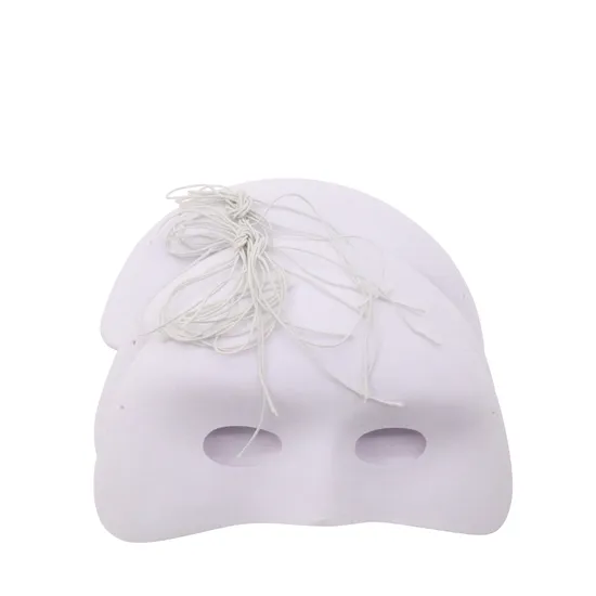 Flocked White Half Mask - Pack of 12