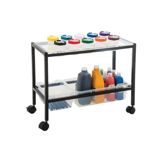 Paint Storage Trolley with Clear Tubs