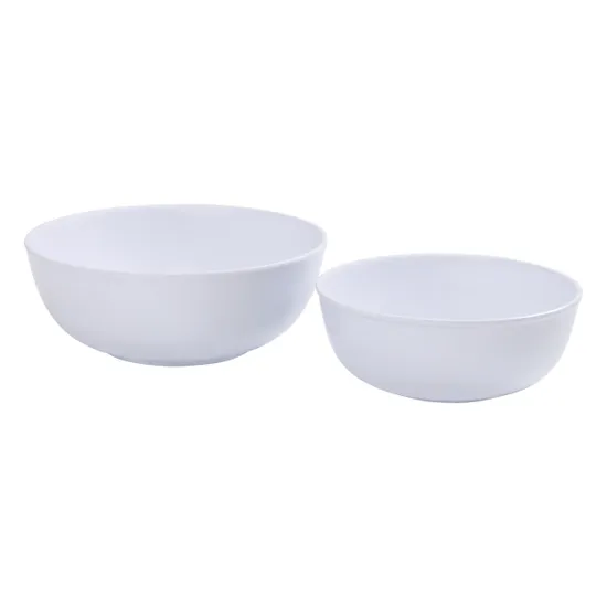 White Melamine Serving Bowls – Set of 2