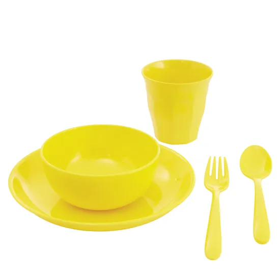 Yellow Melamine Dinner Set Allergy - Set of 5